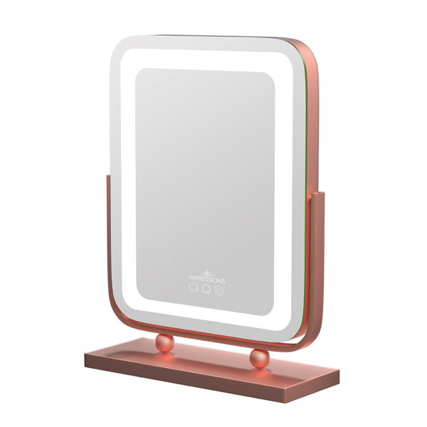 Ivy Bronx Touch Allure Tri Tone LED Makeup Mirror, Lighted Desk Mirrors with Standing Base and ...